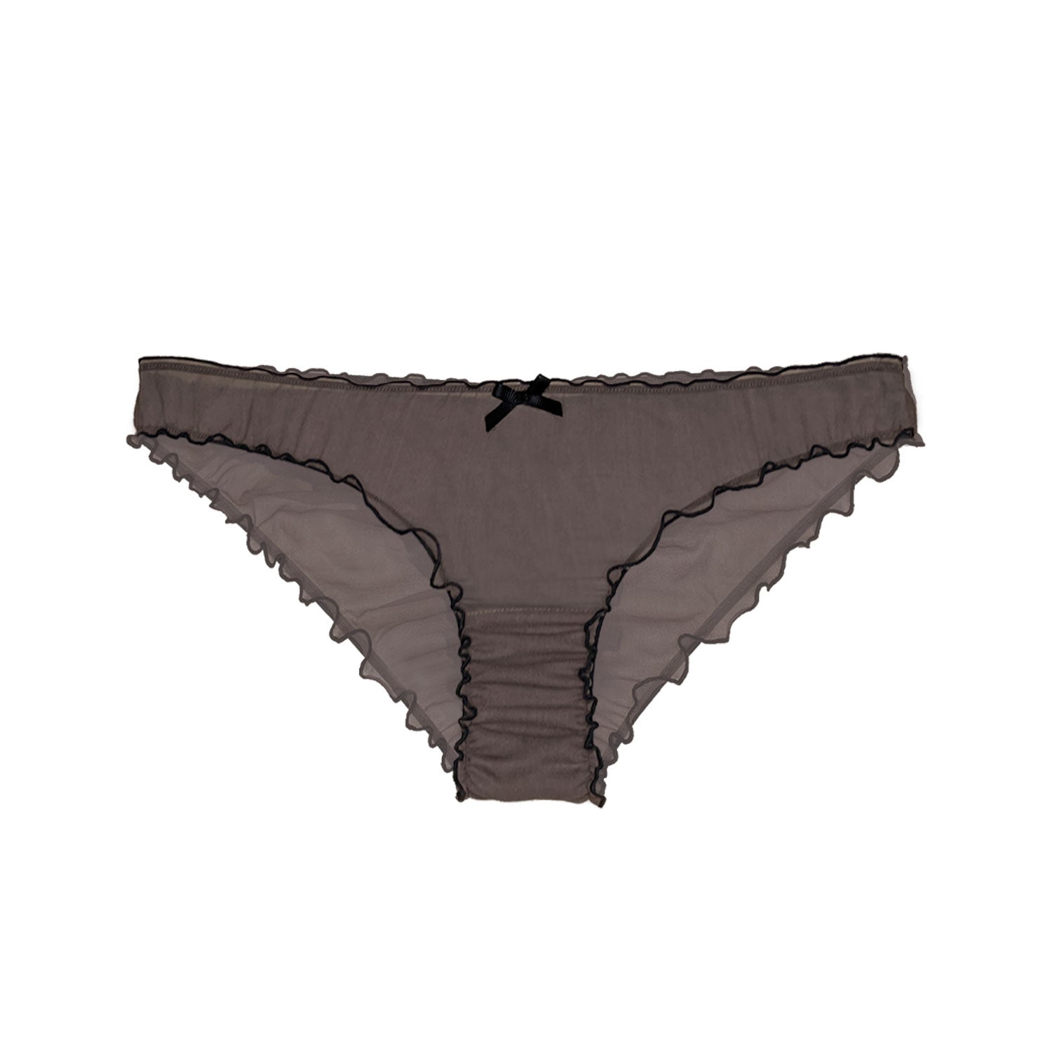 Ruffle knickers in MOCHA silk chiffon - Eco Intimates